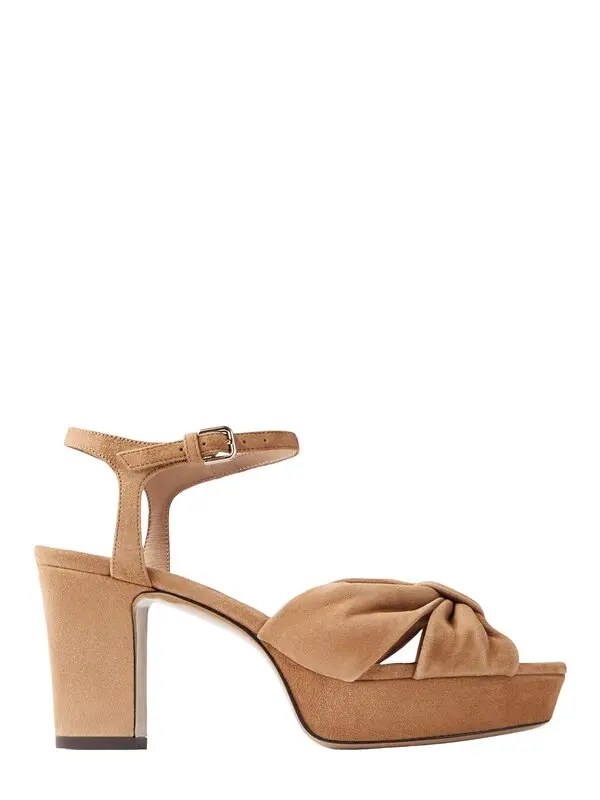 JIMMY CHOO Heloise 80 Suede Heeled Sandals - Beige
