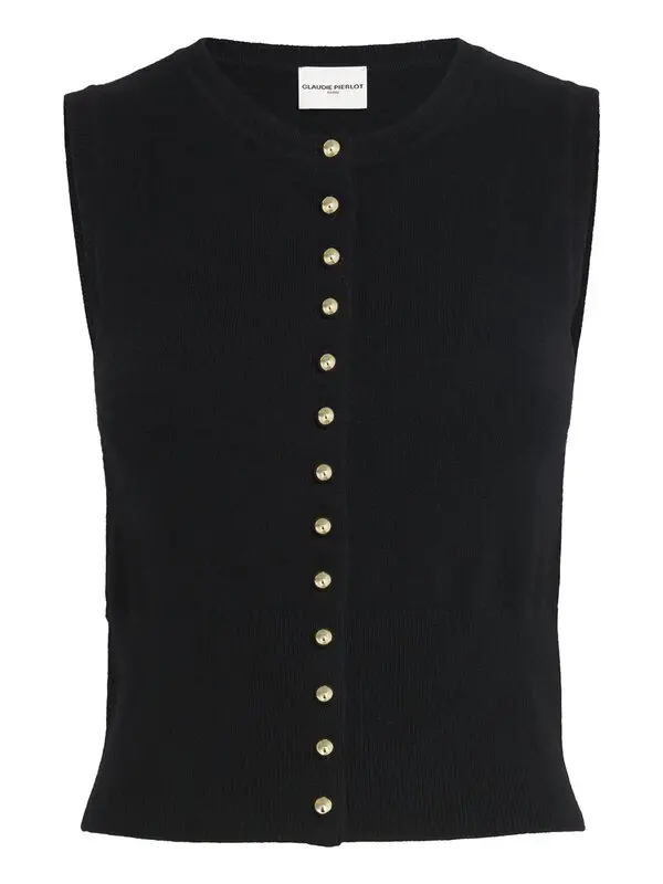 Claudie Pierlot Wool Sleeveless Cardigan - Black
