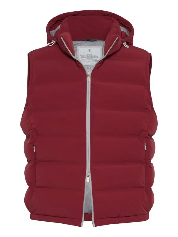 Brunello Cucinelli Bonded Taffeta Down Gilet - Red