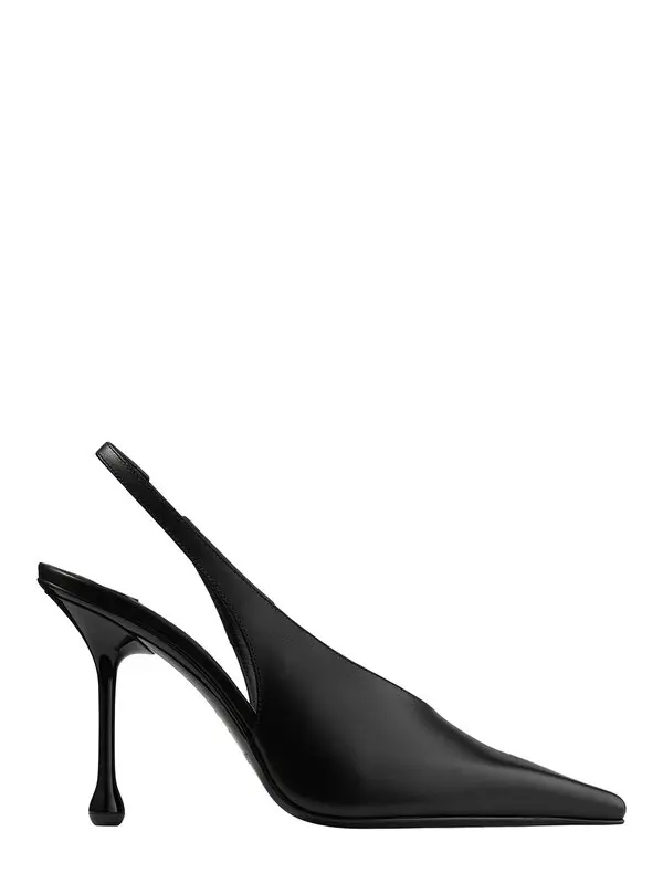 JIMMY CHOO Isa 95 Leather Slingback Pumps - Black