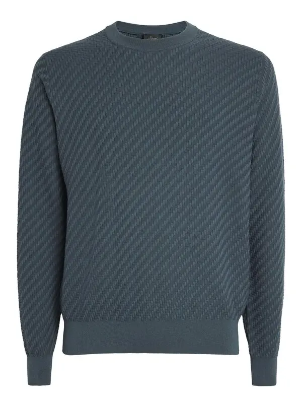 Brioni Cotton-silk-cashmere Trama Weave Sweater - Green