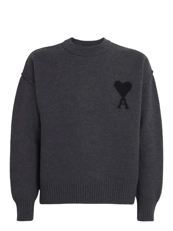 Ami Wool Logo Sweater - Black