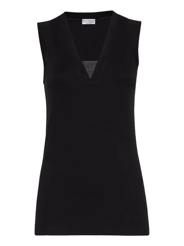 Brunello Cucinelli Stretch-cotton Monili Tank Top - Black