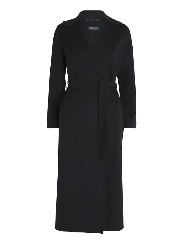 Max Mara Virgin Wool Wrap Coat - Black