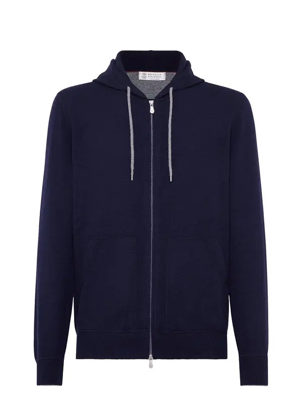 Brunello Cucinelli Cashmere Zip-up Hoodie - Blue