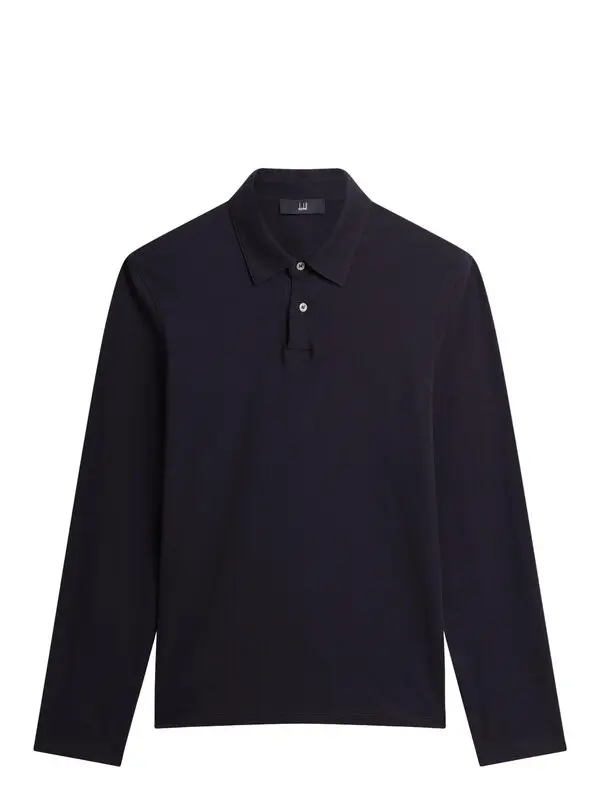 Dunhill Cotton-silk Piqué Long-sleeve Polo Shirt - Navy