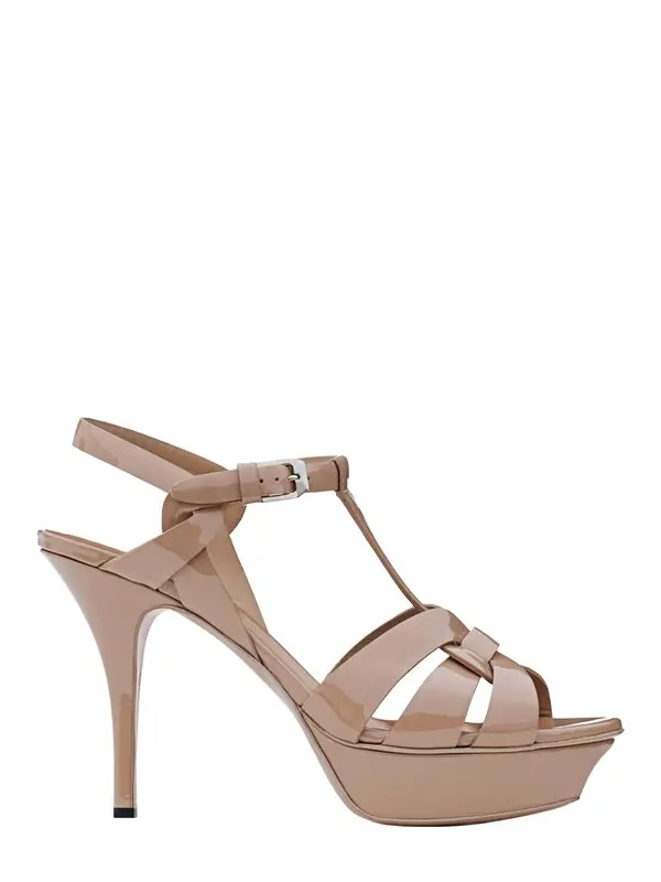 Saint Laurent Leather Tribute Platform Sandals 105 - Nude