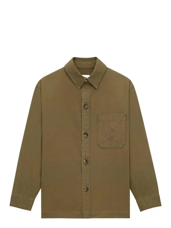 Saint Laurent Cotton-linen Cassandre Overshirt - Green