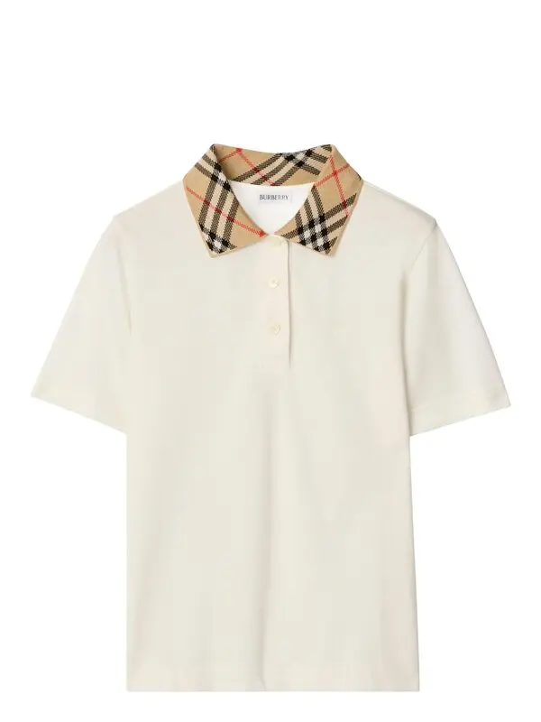 Burberry Cotton Check-collar Polo Shirt - White
