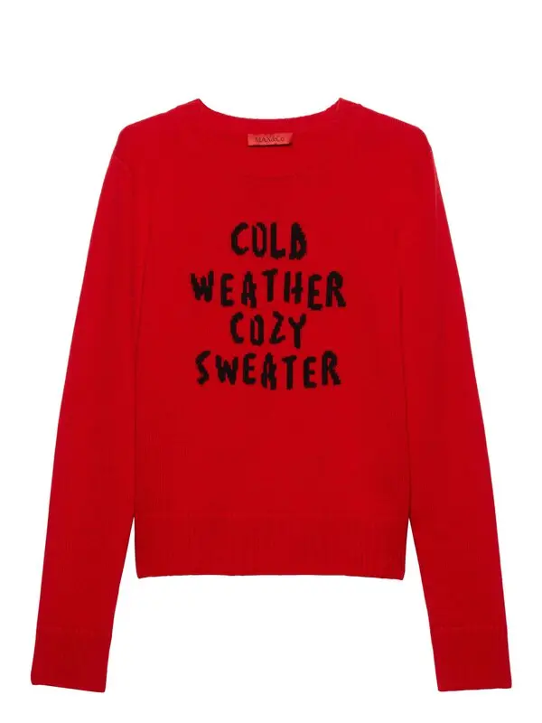 Max & Co. Wool-cashmere Embroidered Sweater - Red