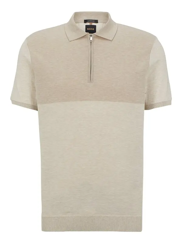 BOSS Cotton-silk Polo Shirt - Beige