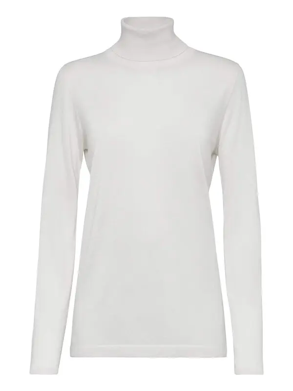 Brunello Cucinelli Cashmere-silk-blend Rollneck Sweater - White