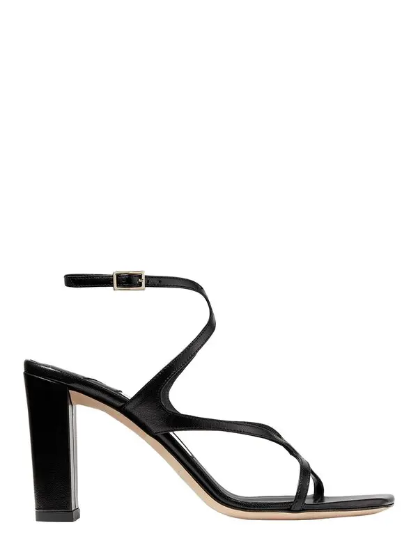 JIMMY CHOO Azie 85 Leather Heeled Sandals - Black