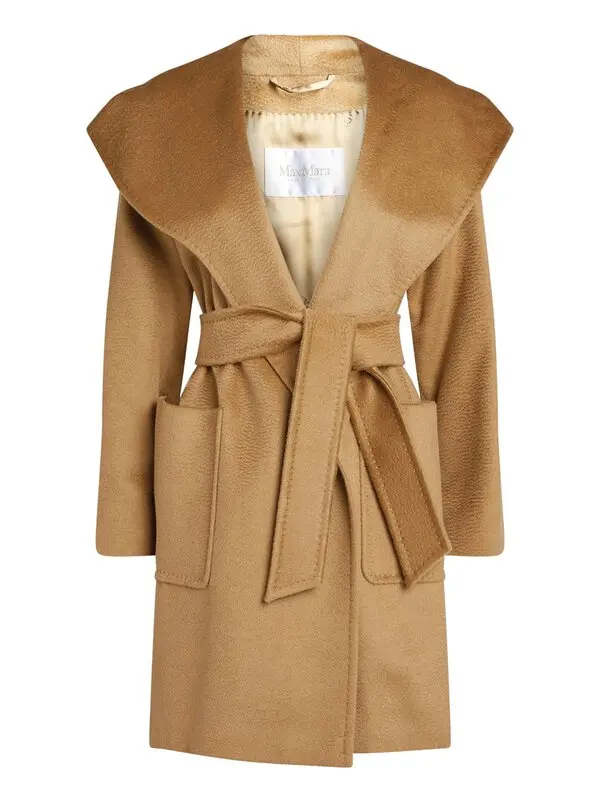 Max Mara Rialto Hooded Camel Hair Coat - Beige