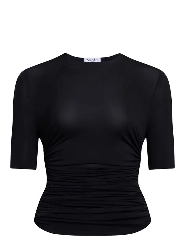 Alaïa Gathered Jersey T-shirt - Black