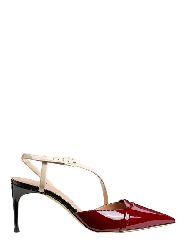 MALONE SOULIERS Patent Leather Valeria Slingback Pumps 70 - Burgundy