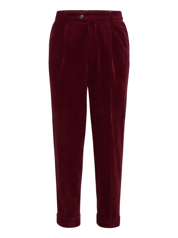 Brunello Cucinelli Cotton Corduroy Leisure Fit Trousers - Purple