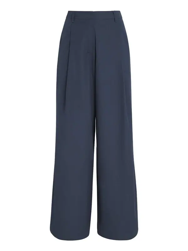 Max Mara Cotton Poplin Wide Leg Trousers - Blue