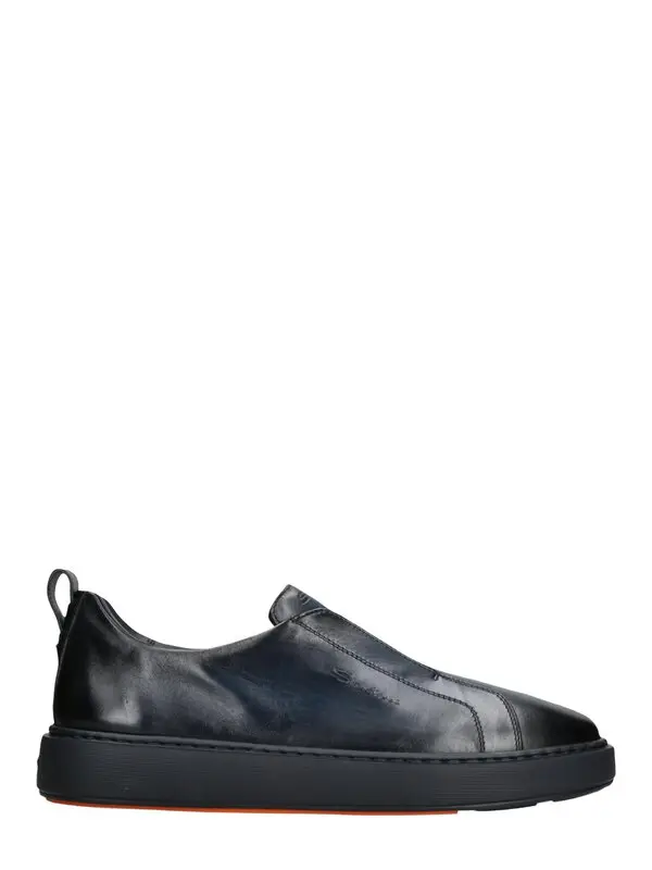 Santoni Clean Icon Victory Leather Sneakers - Navy