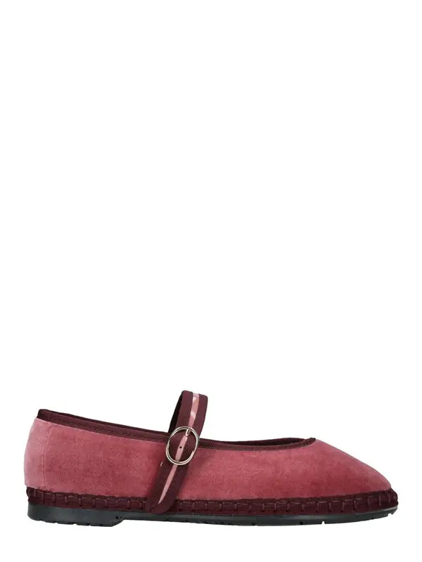 FLABELUS Velvet Pierre Mary Janes - Burgundy