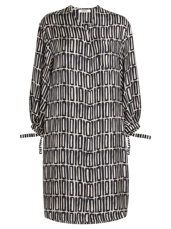 Max Mara Silk Printed Midi Dress - Black