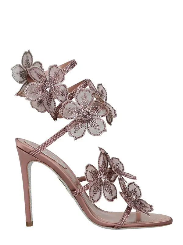 Rene Caovilla Satin Floral Cleo Sandals 105 - Nude