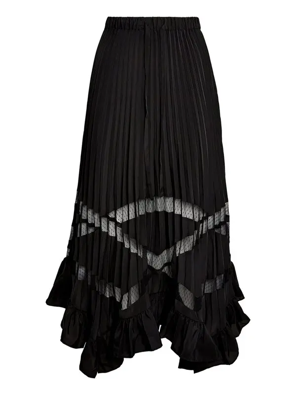 Claudie Pierlot Pleated Asymmetric Midi Skirt - Black