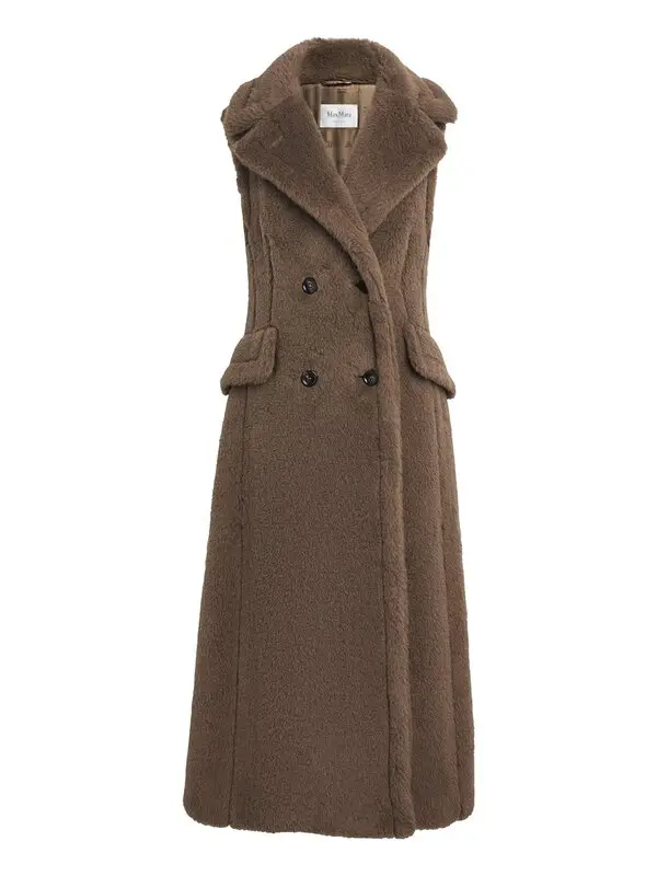 Max Mara Alpaca-wool-silk Sleeveless Coat - Brown