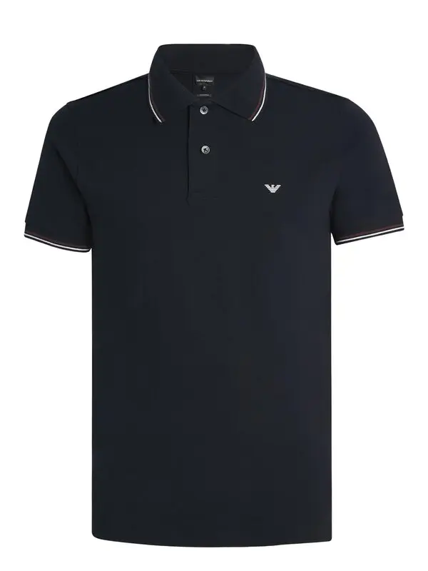 Emporio Armani Cotton Logo Polo Shirt - Blue