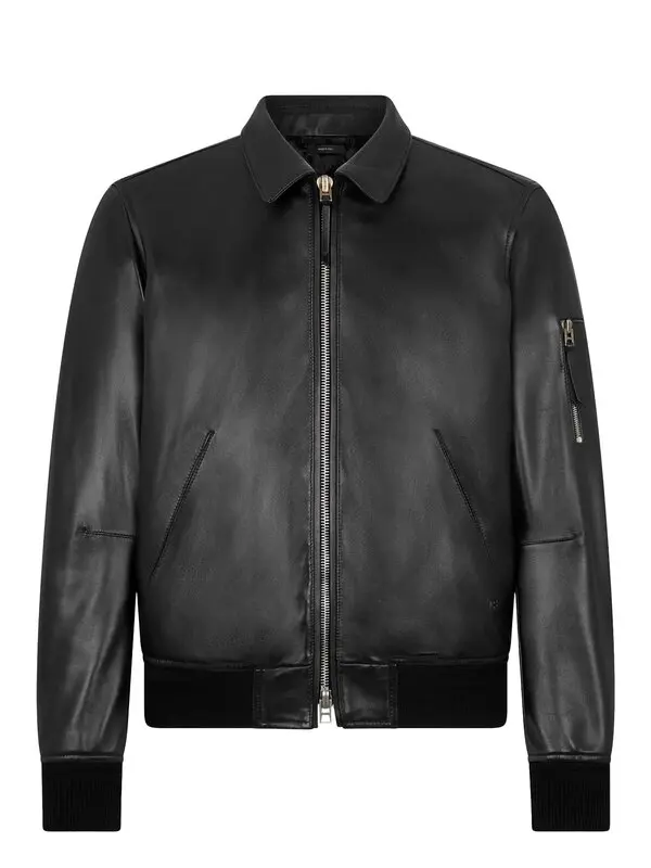 TOM FORD Leather Bomber Jacket - Black