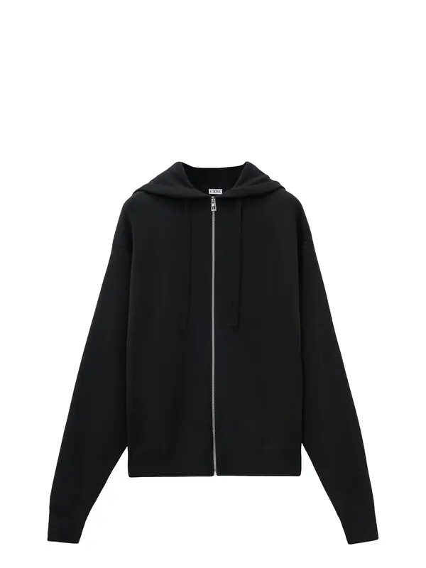 Loewe Wool Anagram Zip-up Hoodie - Black