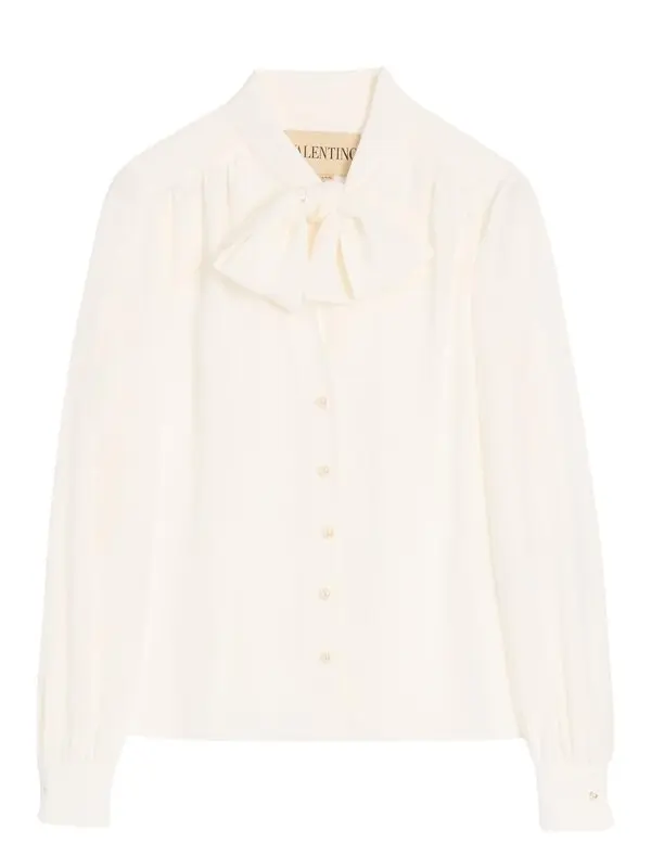 Valentino Garavani Silk Bow-tie Blouse - Ivory