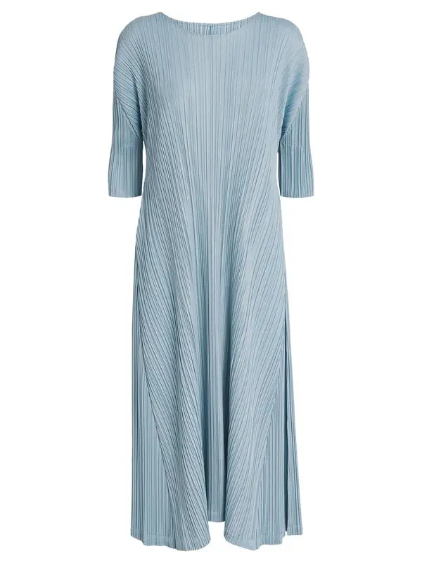 Issey Miyake Mellow Pleats Midi Dress - Grey
