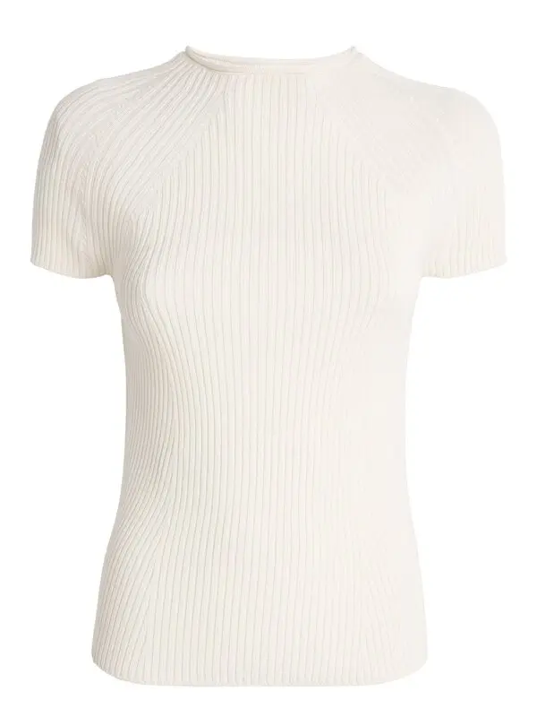 Max & Co. Ribbed Short-sleeve Sweater - White