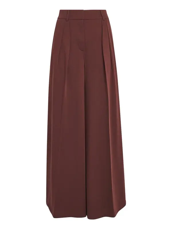 Max Mara Wool Jersey Palazzo Trousers - Red