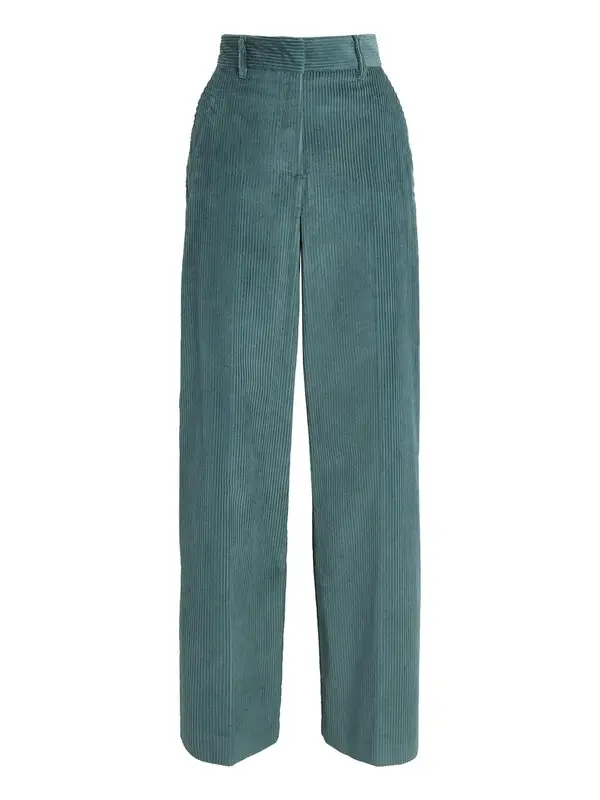 Max Mara Corduroy Straight Trousers - Blue