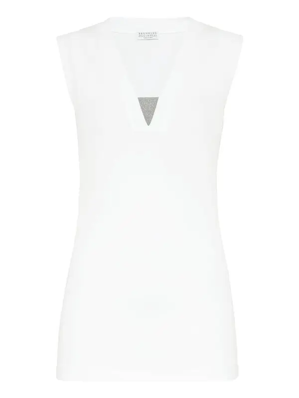 Brunello Cucinelli Stretch-cotton Monili Tank Top - White
