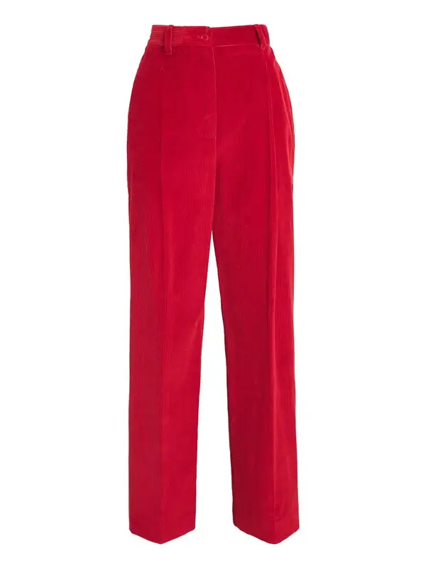 Max Mara Corduroy Straight Trousers - Red
