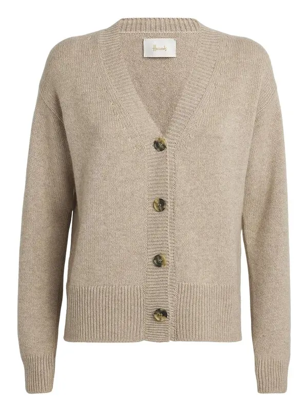 Harrods Cashmere Boxy Cardigan - Beige