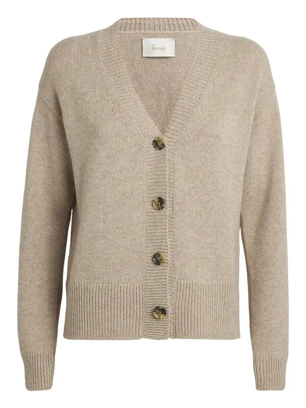 Harrods Cashmere Boxy Cardigan - Beige