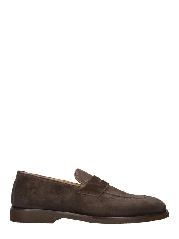 Brunello Cucinelli Suede Penny Loafers - Brown