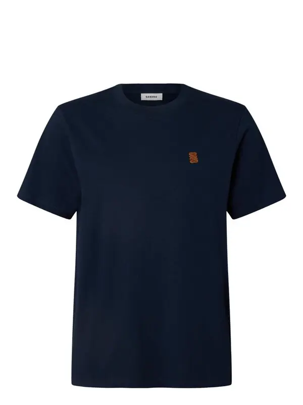 Sandro Cotton Logo-patch T-shirt - Blue