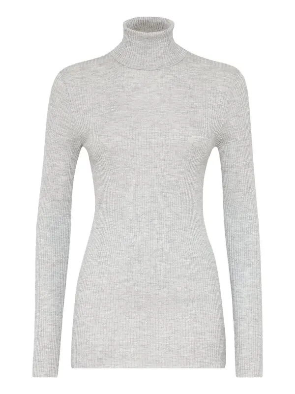 Brunello Cucinelli Cashmere-silk Blend Rollneck Sweater - Grey
