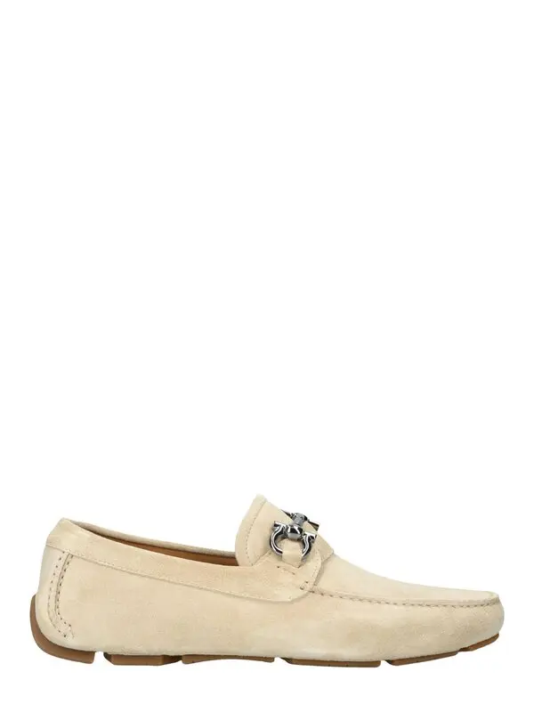 FERRAGAMO Suede Parigi Gancho Driving Shoes - Beige