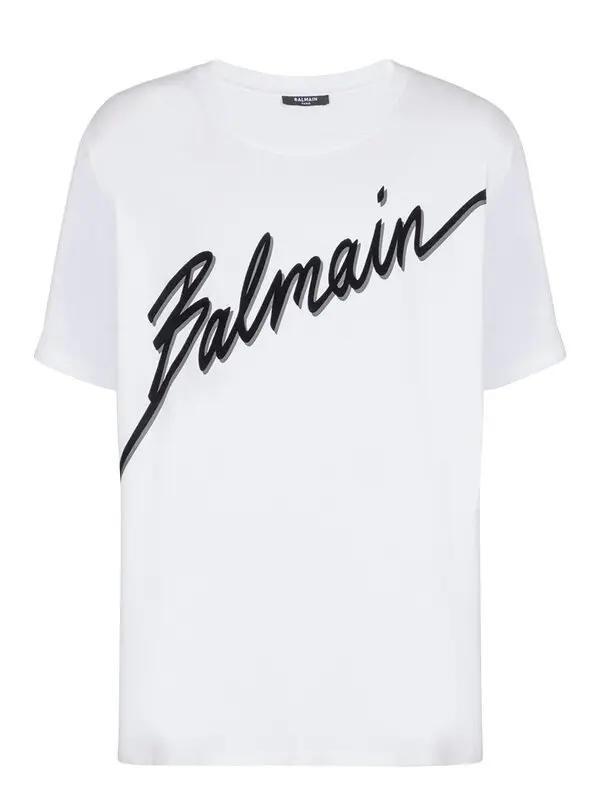 Balmain Cotton Logo Print T-shirt - White
