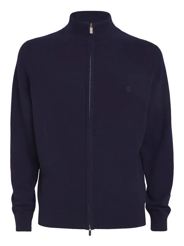 Harrods Cashmere Zip-up Sweater - Navy