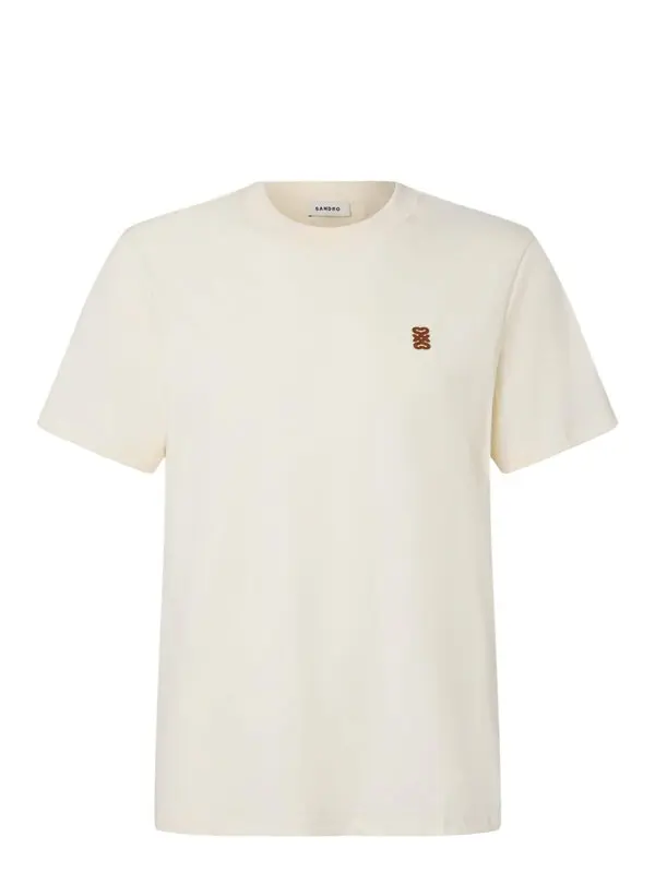 Sandro Cotton Logo-patch T-shirt - Beige