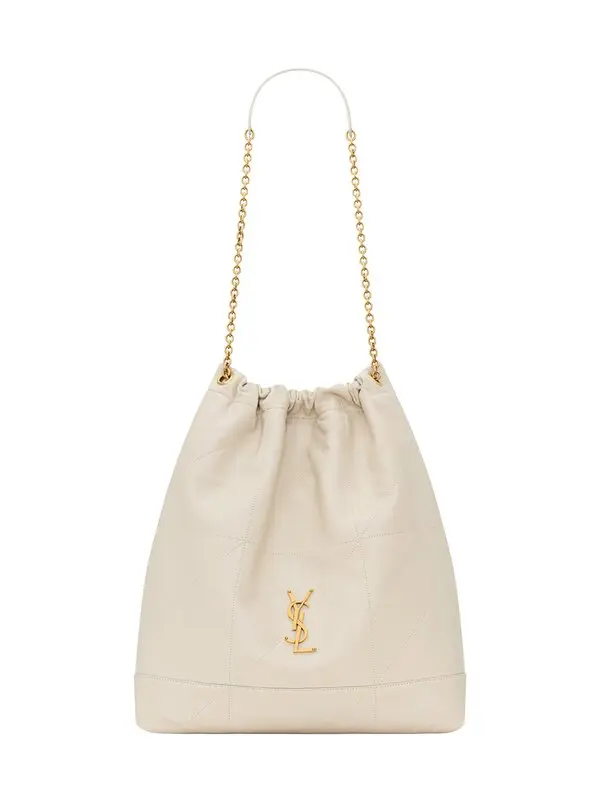 Saint Laurent Large Leather Jamie Pouchon Shoulder Bag - White