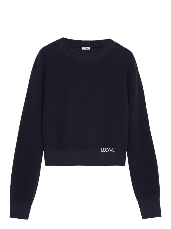 Loewe Wool-blend Embroidered Sweater - Navy
