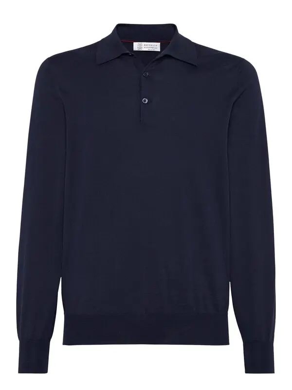 Brunello Cucinelli Cotton Polo Sweater - Blue